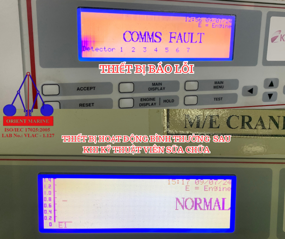 kiểm tra bảo dưỡng thay thế vật tư hệ thống cảm biến hàm lượng sương dầu MK6 cho M/T PETROLIMEX 11